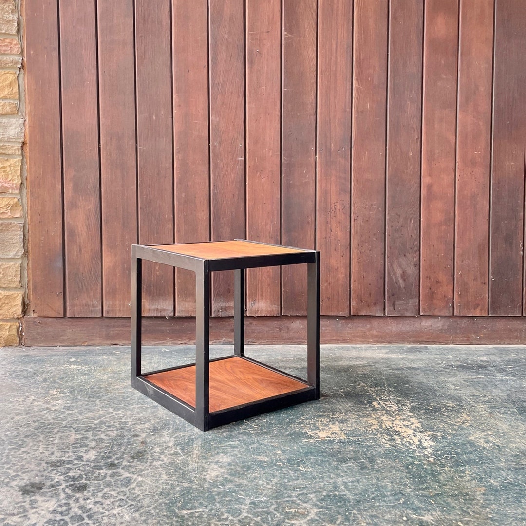 Vintage Danish Walnut Side Table Cube Mid-century Modern Attrd. Kurt ...