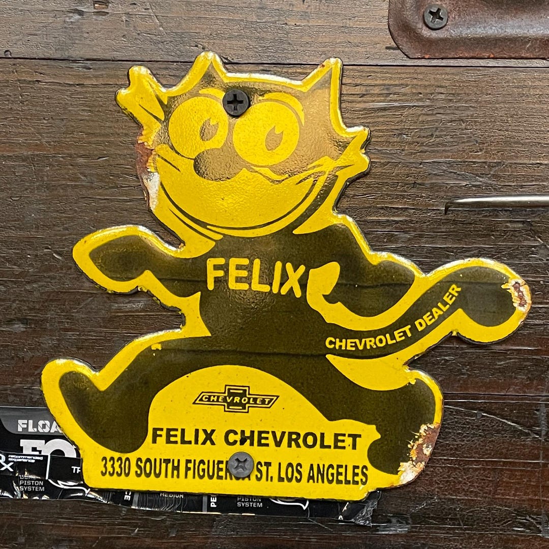 Vintage Chevrolet Porcelain Metal Sign Plaque Felix the Cat Chevy - Etsy