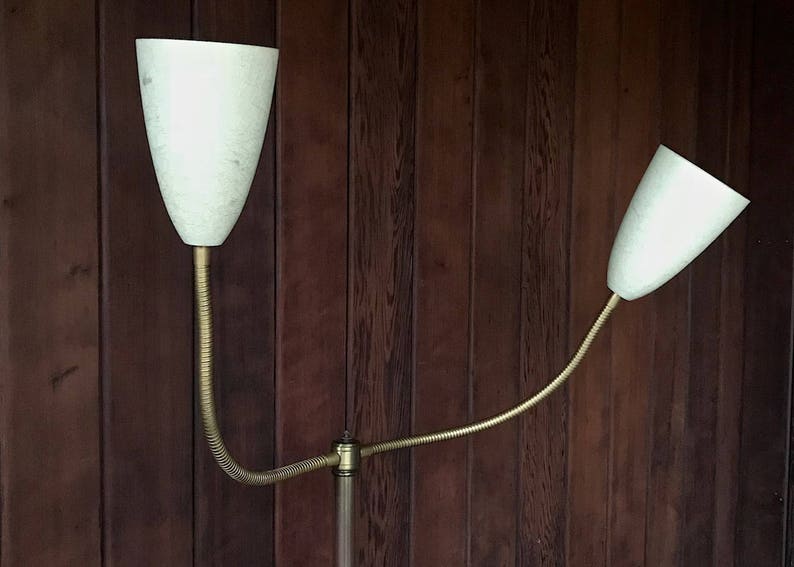Vintage Double Fiberglass Cone Gooseneck Floor Lamp Mid-century ...
