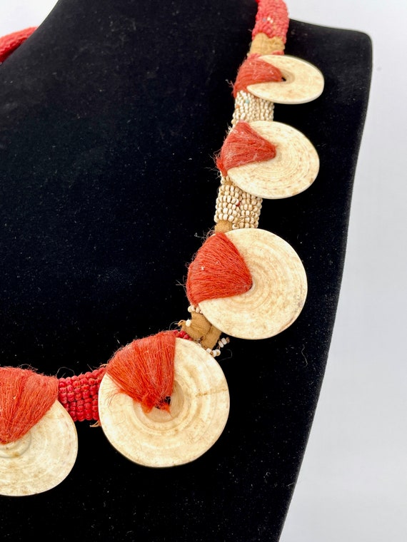 Antique West African Disc + Bead Long Necklace Jewelr… - Gem