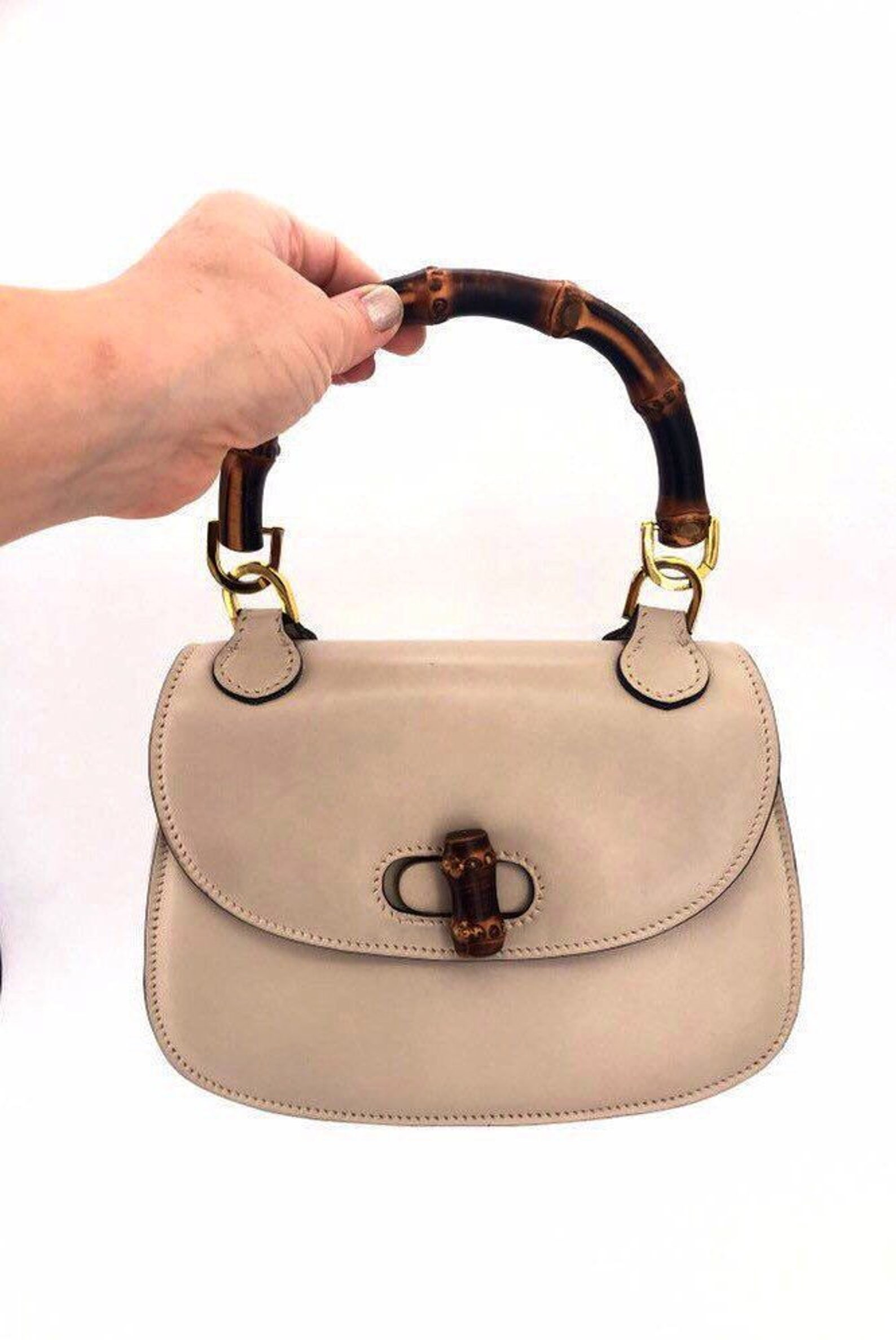 Vintage Lederer De Paris Handbag Leather Beige Bamboo - Etsy