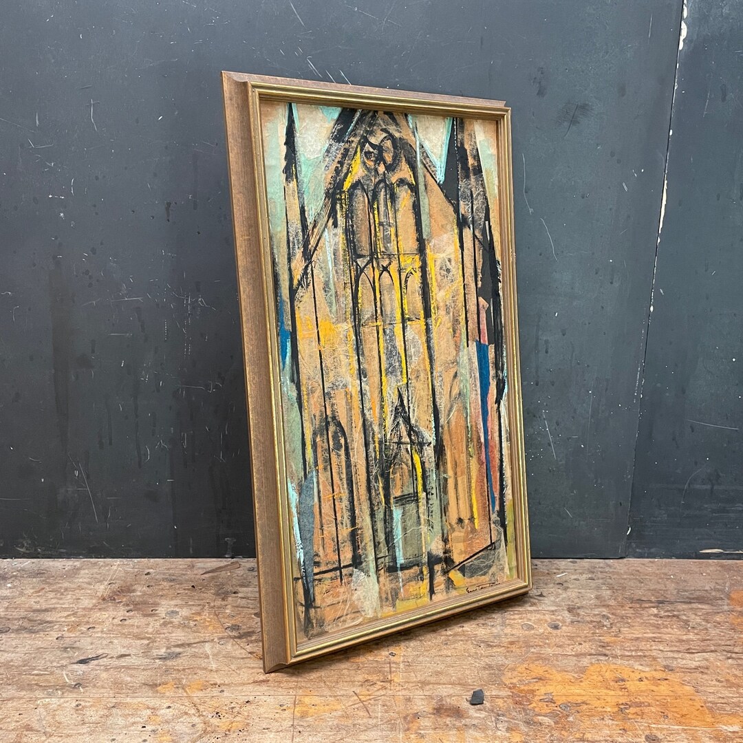 Gustav Trois Abstract Figures Oil Painting Mid-century Vintage Era - Etsy