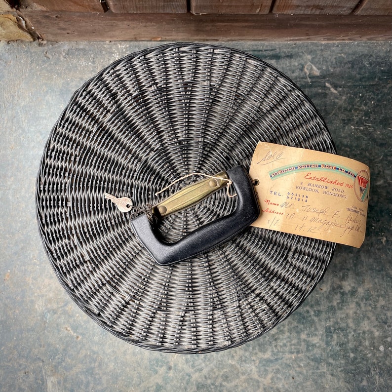 Vintage 1960s Tall Locking Hat Box Woven Vinyl Trunk - Etsy