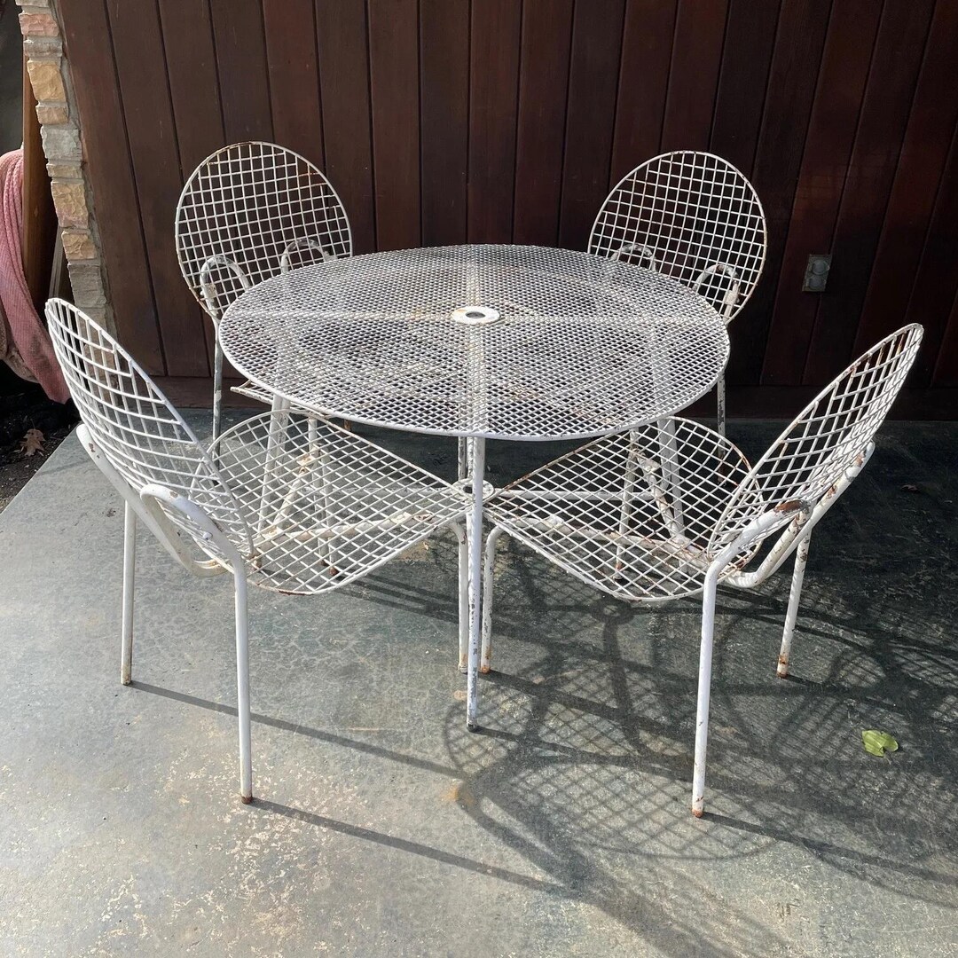 Vintage Outdoor Wire Patio Set Chairs Table Mid-century Modern - Etsy