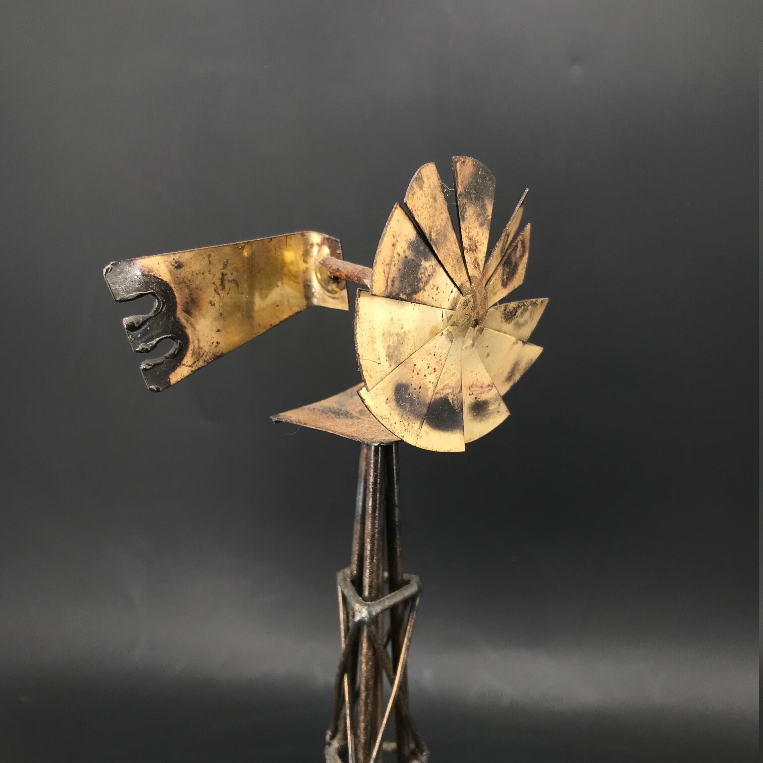 Mid-century Don Demott Brass Windmill Sculpture on White Onyx Base ...