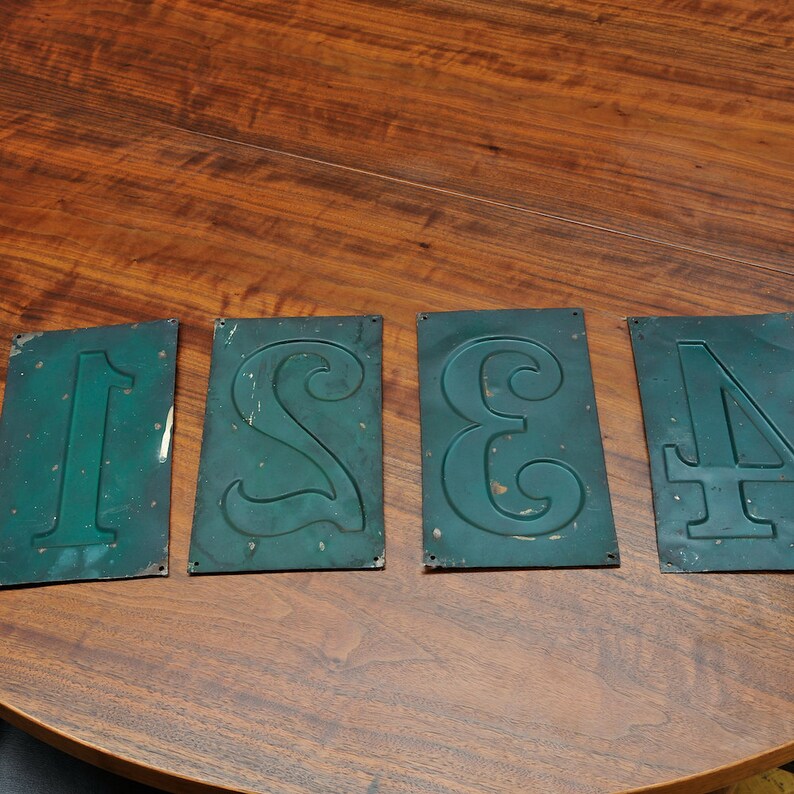 Antique Tin Painted Bowling Alley Lane Numbers Metal Vintage Industrial ...