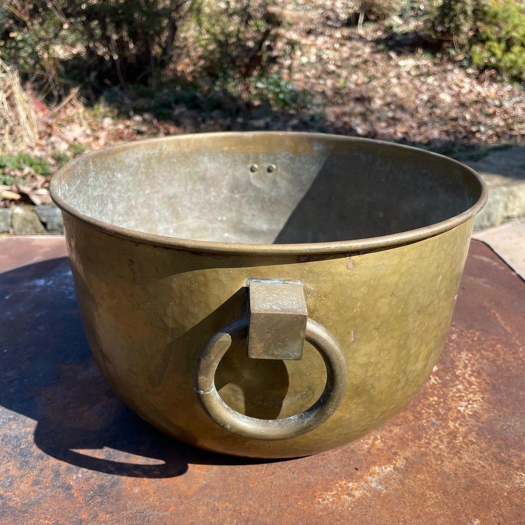 Old Hammer Copper Caldron Pot Planter Ring Handles Vintage Mid-century ...