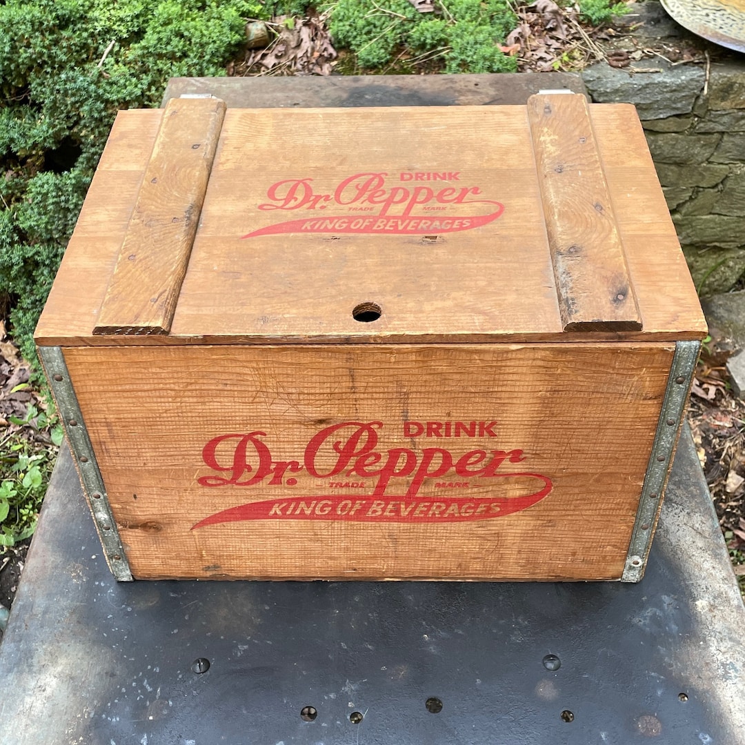 Vintage Dr.pepper Wooden Lidded Crate Shipping Bottle Mid-century ...