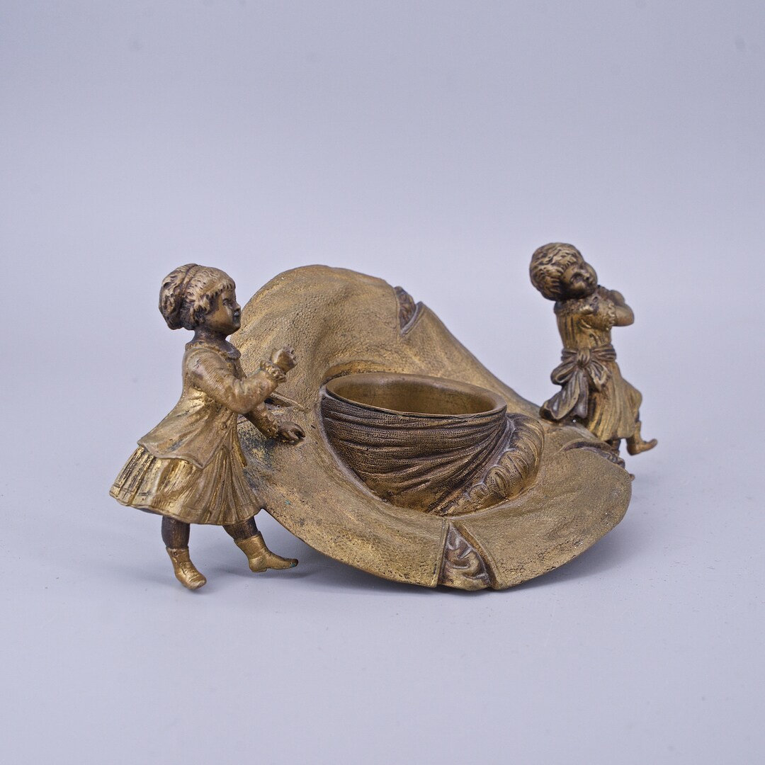 Victorian Bronze Match Striker Dish Children Dancing Vintage Antique ...