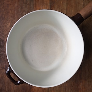 Vtg Michael Lax Danish Copco Pot Chocolate Brown Enamelware Cast Iron ...