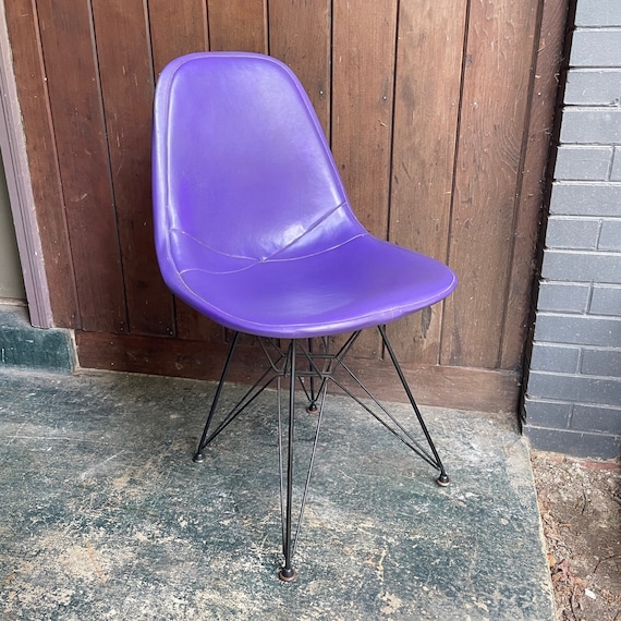 1960er Vintage Eames Purple DKR Wire Chair mit lila Naugahyde Vinyl Bezug Pad Etsy