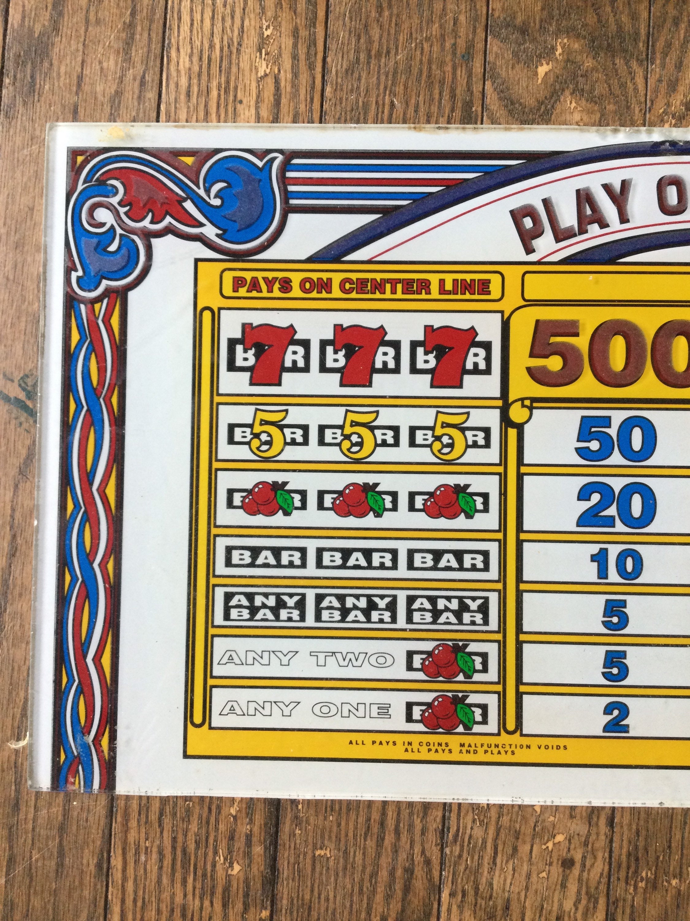 Casino Slot Machine Sign Glass Panel Vintage 1 Arm Bandit | Etsy