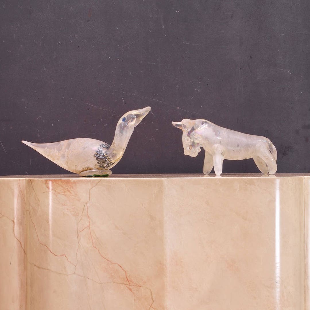Venini Murano Toso Art Glass Figures Bull Bird Millefori Cenedese Acid ...