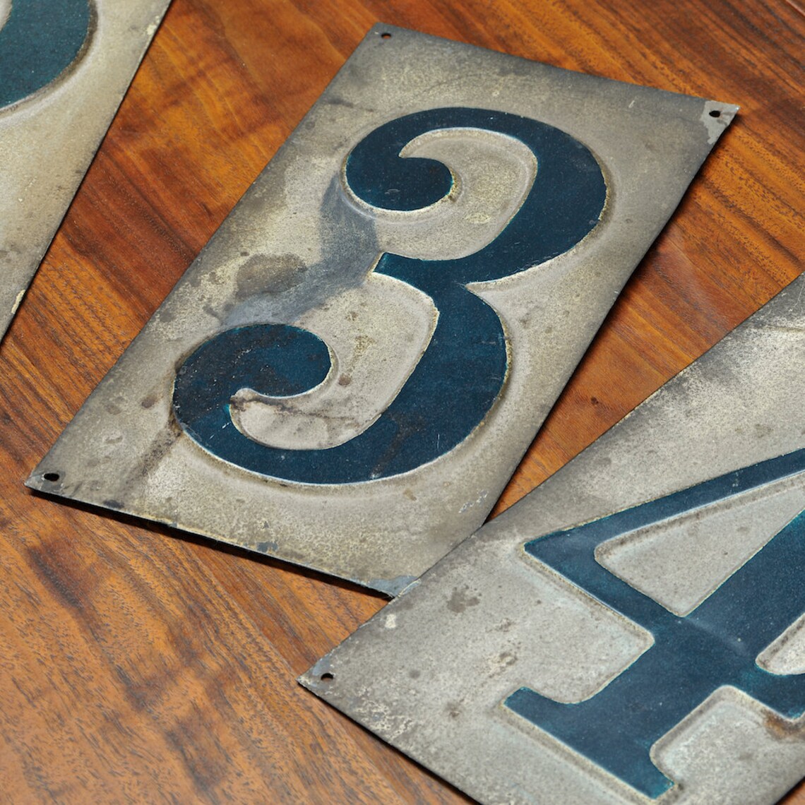 Antique Tin Painted Bowling Alley Lane Numbers Metal Vintage Industrial ...