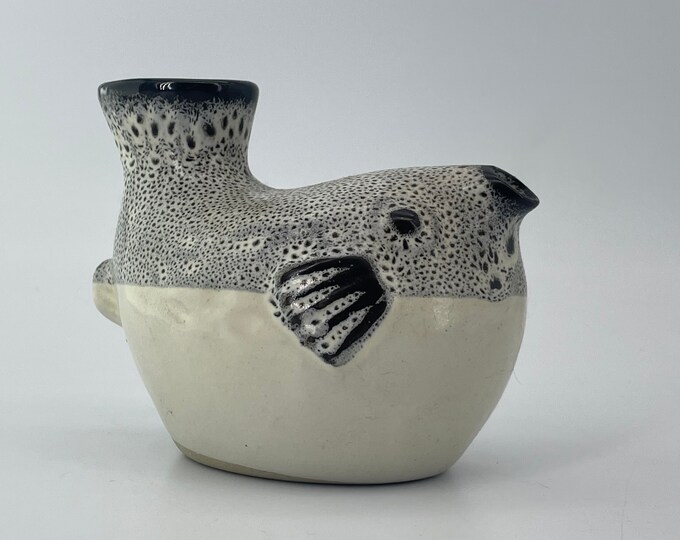 Vintage Japanese 1950s Ceramic Pufferfish Blowfish Saki Pitcher Bottle ...