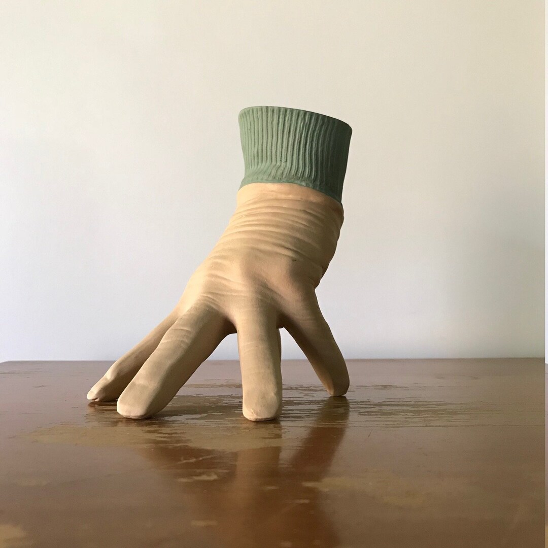 Rare Harvey Craft Pottery Glove Hand Vase Anatomic Mold Ceramic Vintage ...