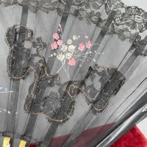 Victorian Fan & Velvet Box Hand Painted Lace Antique - Etsy