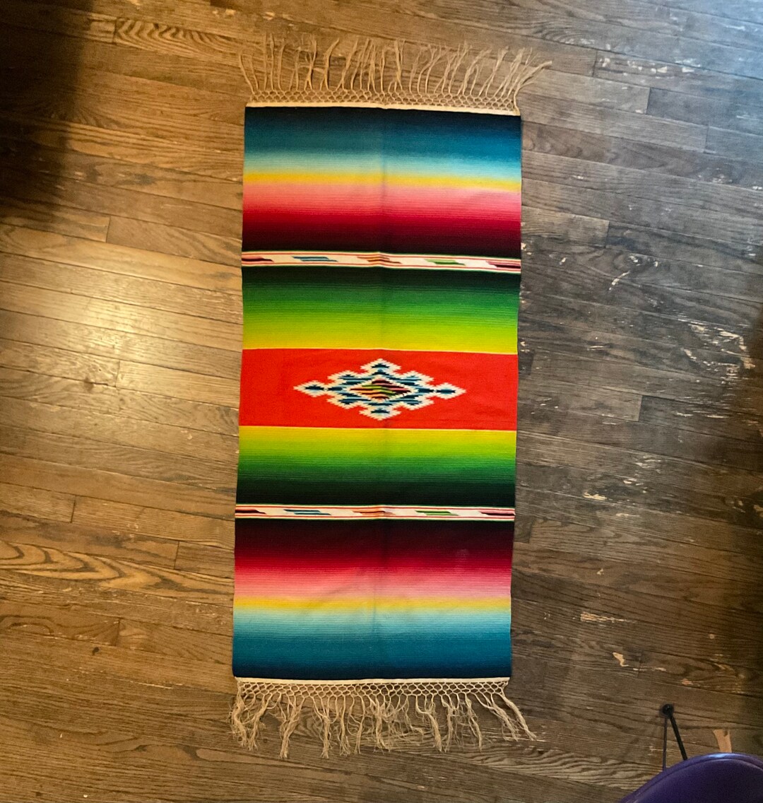 Vintage Saltillo Rug Weaving Table Runner Textile Chimayo Mexican - Etsy