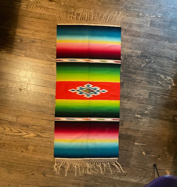 Vintage Saltillo Rug Weaving Table Runner Textile Chimayo | Etsy