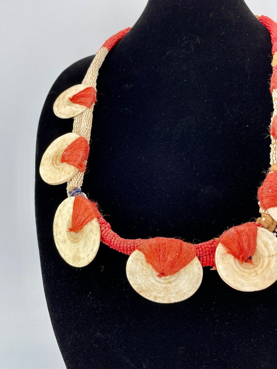 Antique West African Disc + Bead Long Necklace Jewelr… - Gem