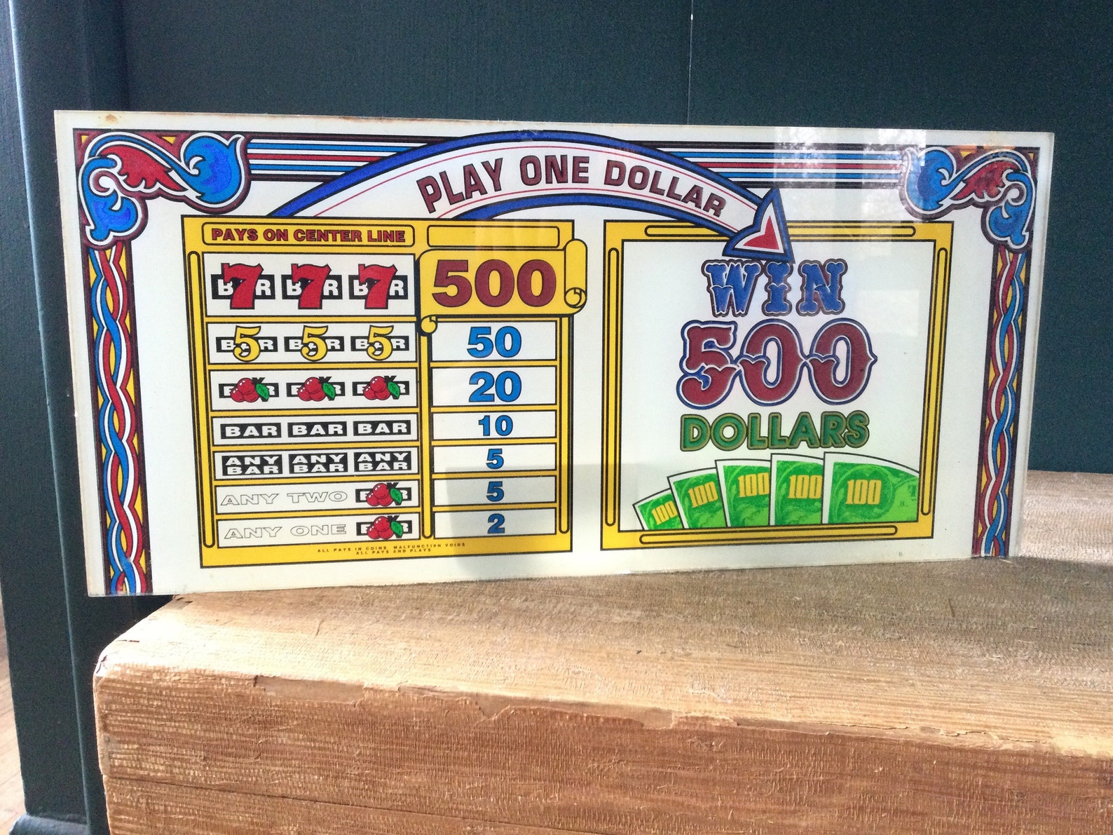 Casino Slot Machine Sign Glass Panel Vintage 1 Arm Bandit - Etsy