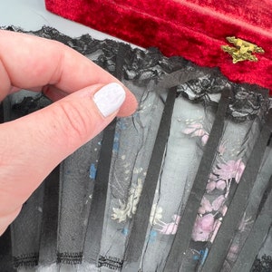 Victorian Fan & Velvet Box Hand Painted Lace Antique - Etsy