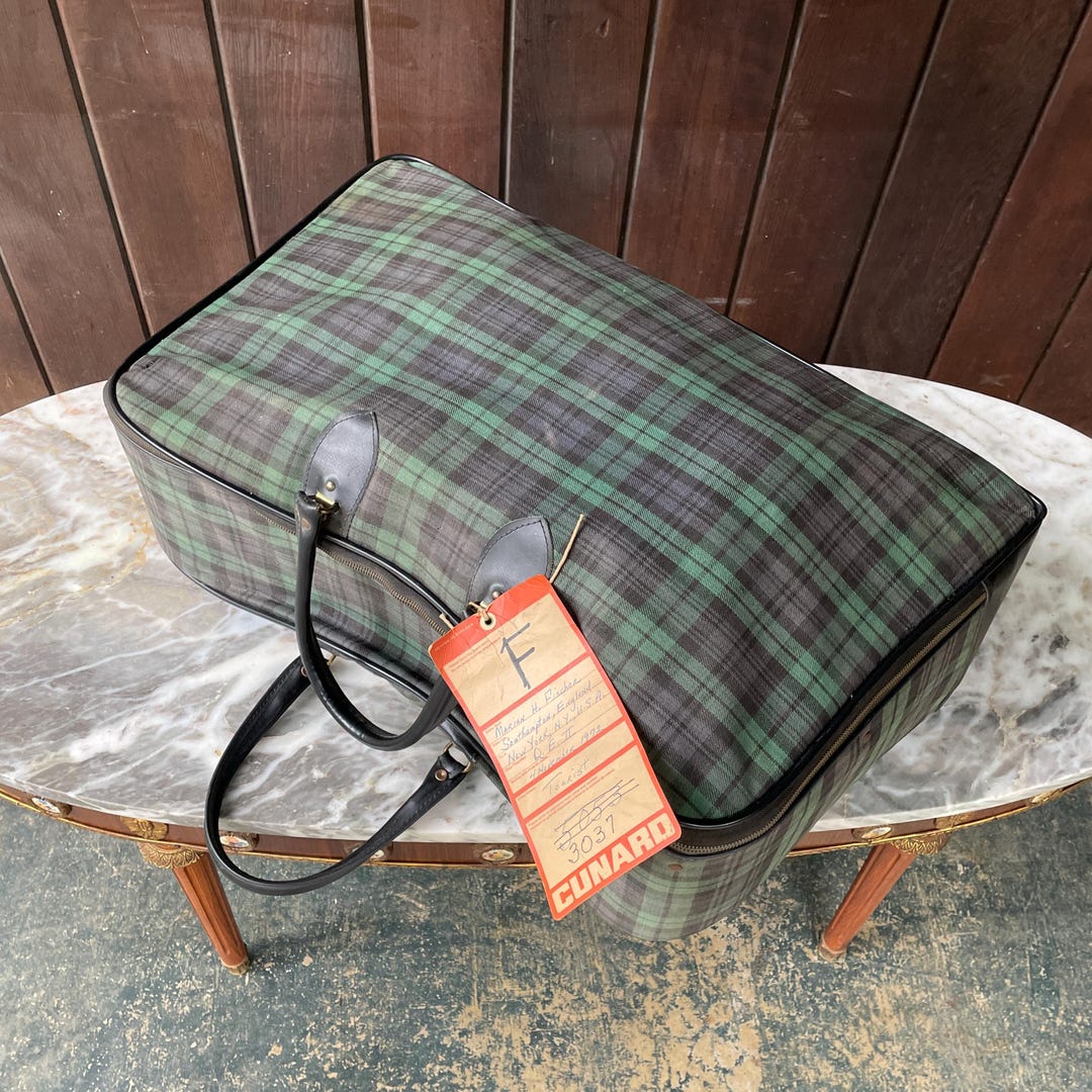 1960s Cheney British Plaid Travel Soft Suitcase Duffel Bag Vintage Mid ...