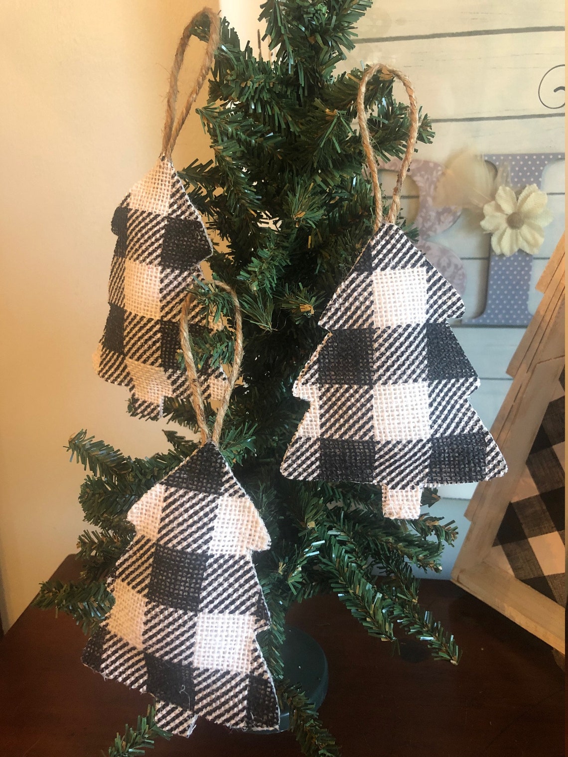Buffalo Check Christmas Tree Ornaments Black Buffalo Check - Etsy