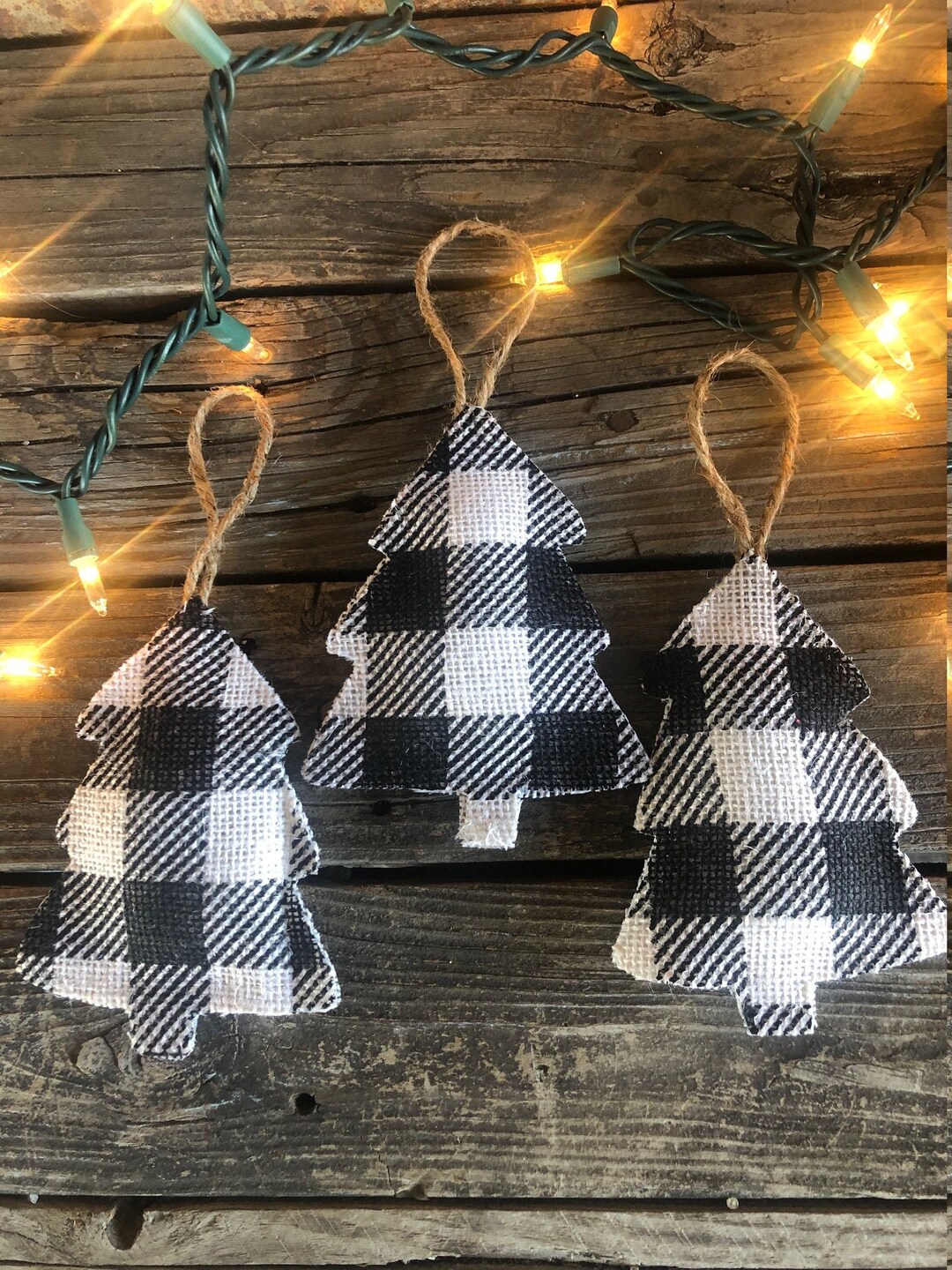Buffalo Check Christmas Tree Ornaments, Black Buffalo Check Christmas ...