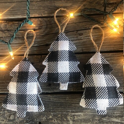 Buffalo Check Christmas Tree Ornaments Black Buffalo Check - Etsy
