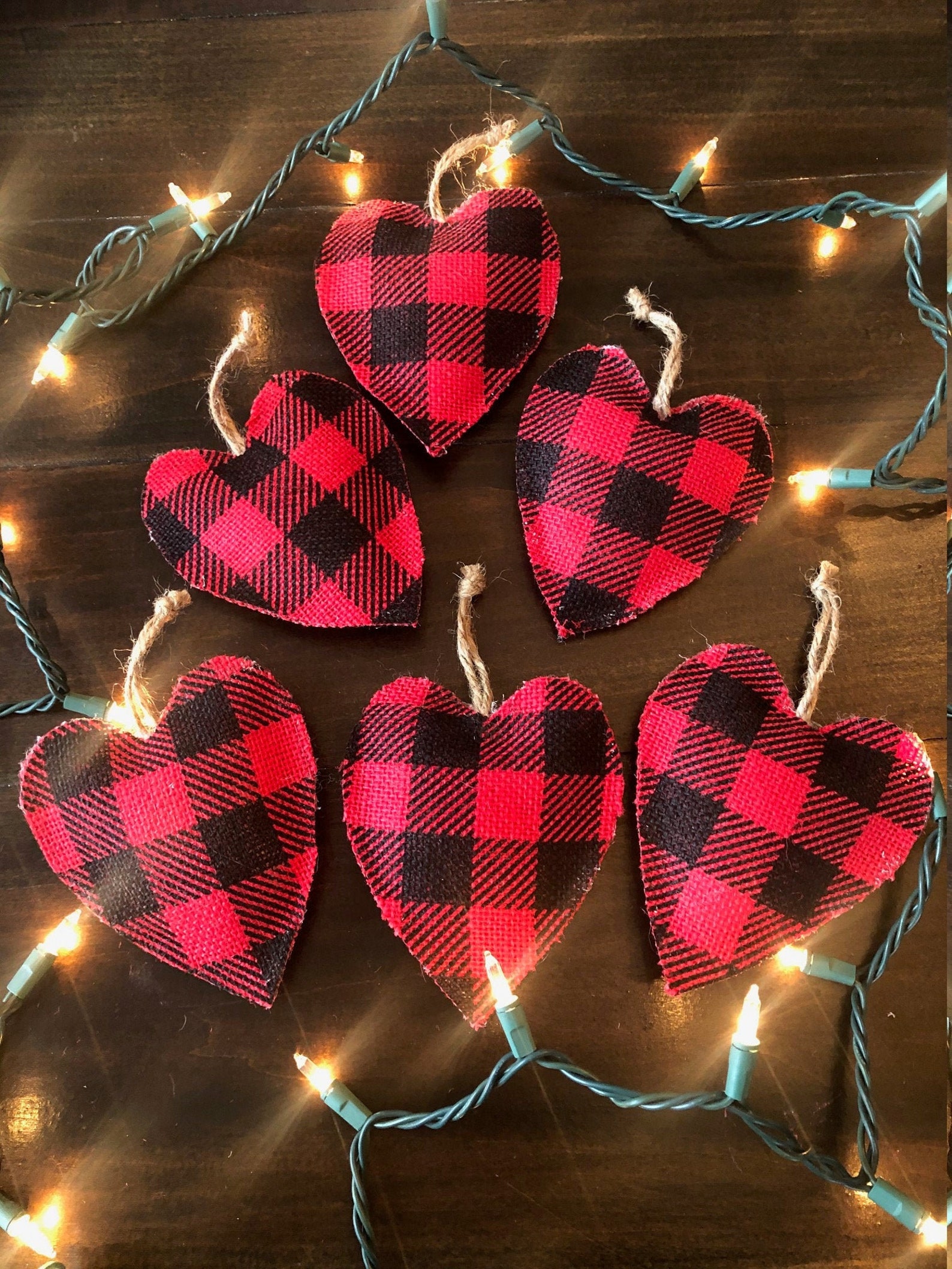 Buffalo Check Farmhouse Ornaments Red Buffalo Check Farmhouse | Etsy