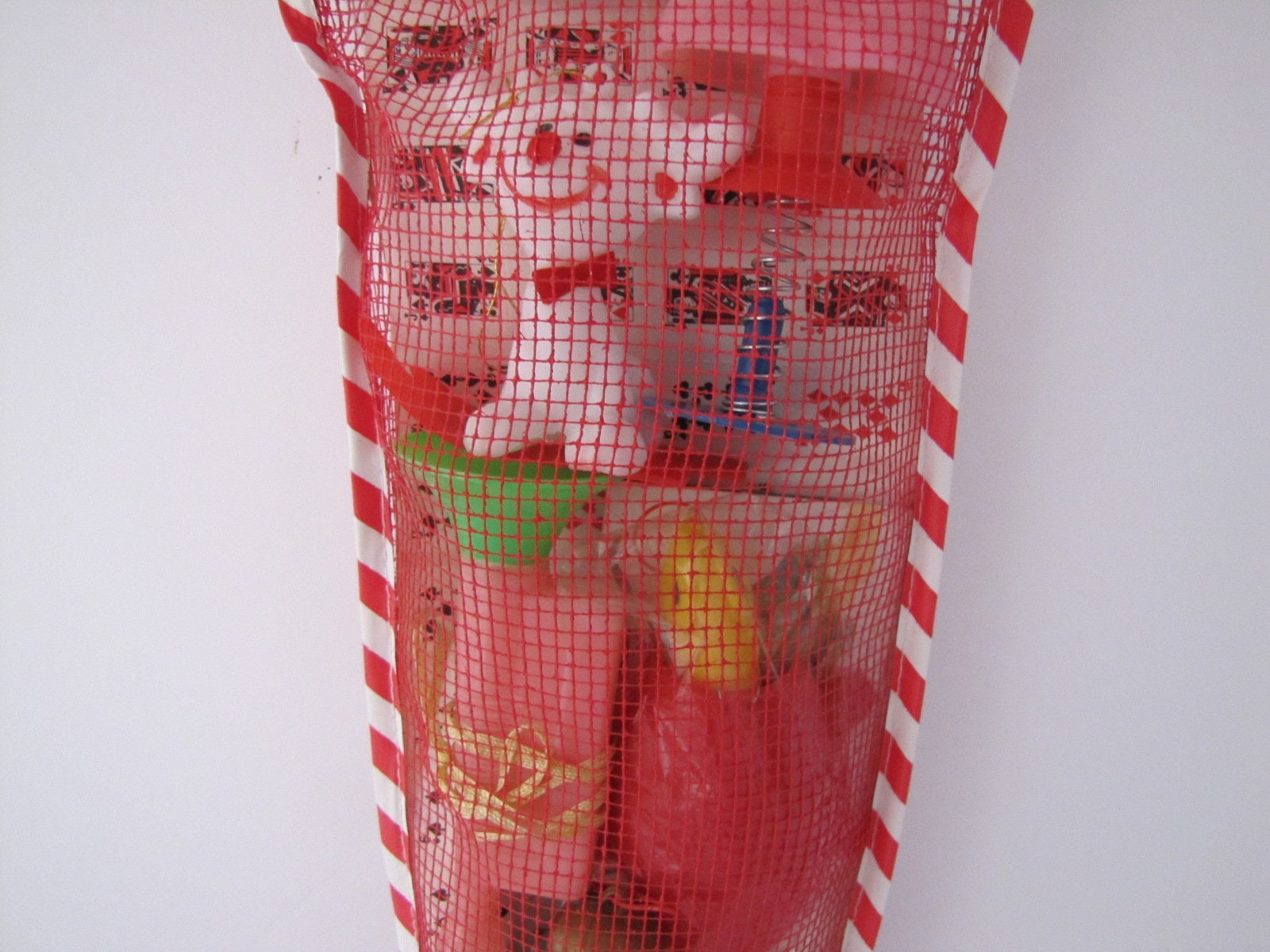 Vintage Mesh Christmas Stocking With Random Dime Store Novelty Toys ...