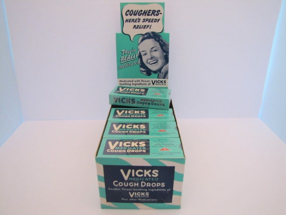 Vintage Counter Display Box With 20 Packages Of Vicks… - Gem