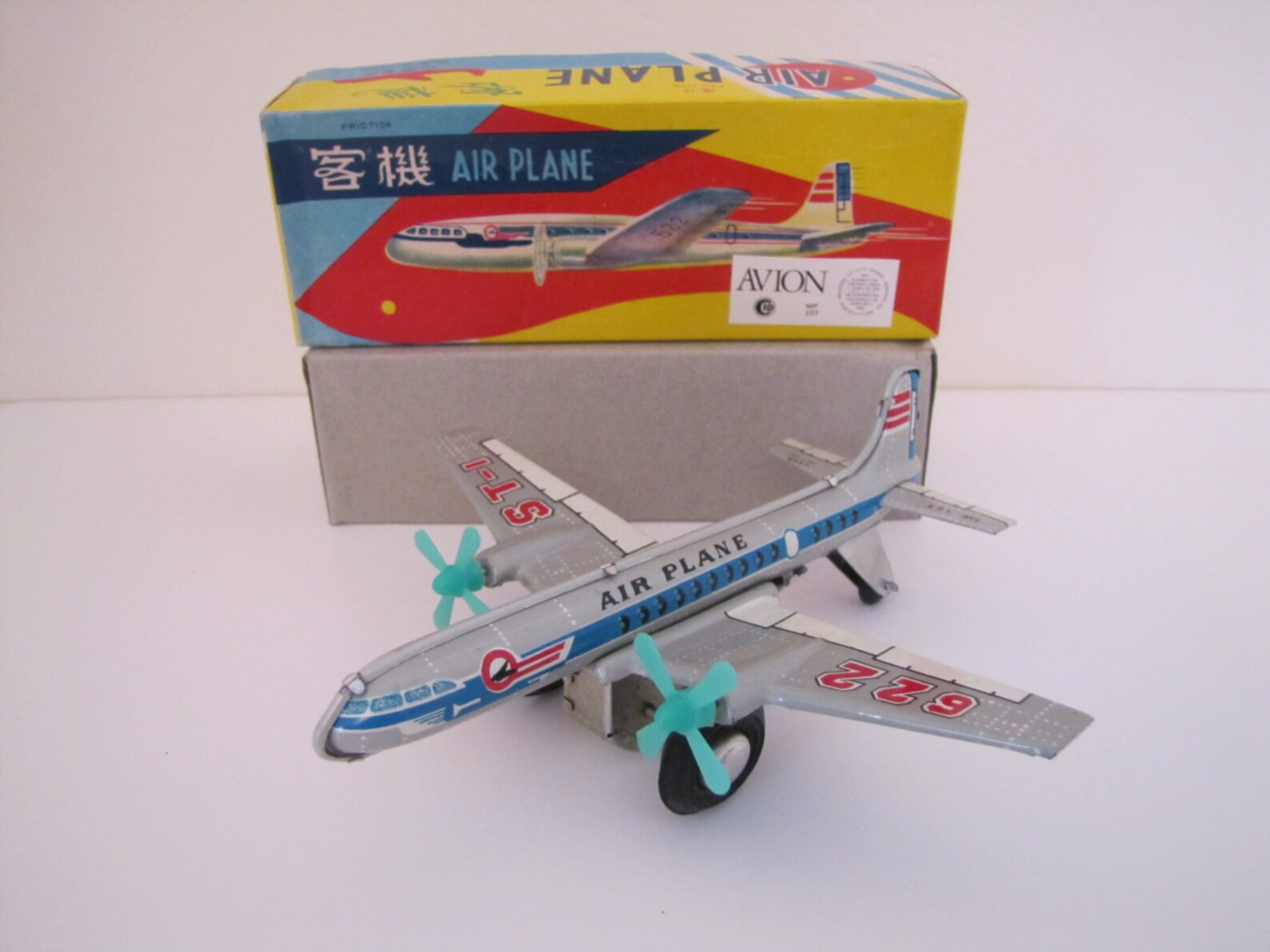 Vintage Tin Toy Airplane china MF 107 - Etsy