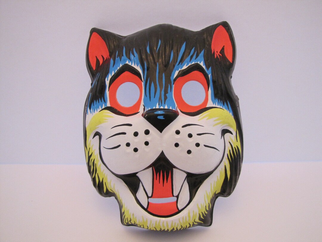 Vintage Plastic Halloween Face Mask of A Wolf hong Kong 1970 - Etsy