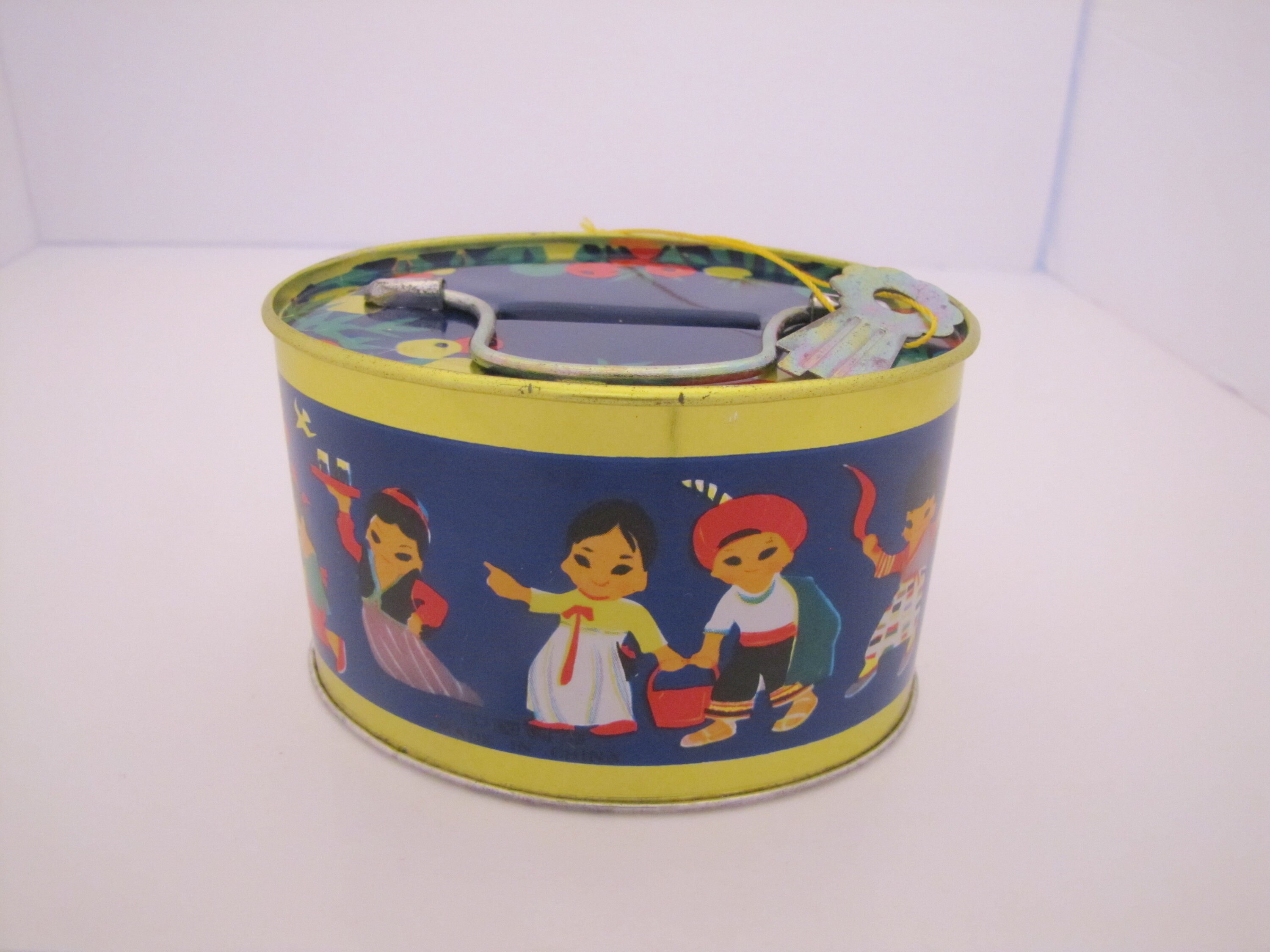 Vintage Tin Coin Bank With Key and Lock china MM707 - Etsy