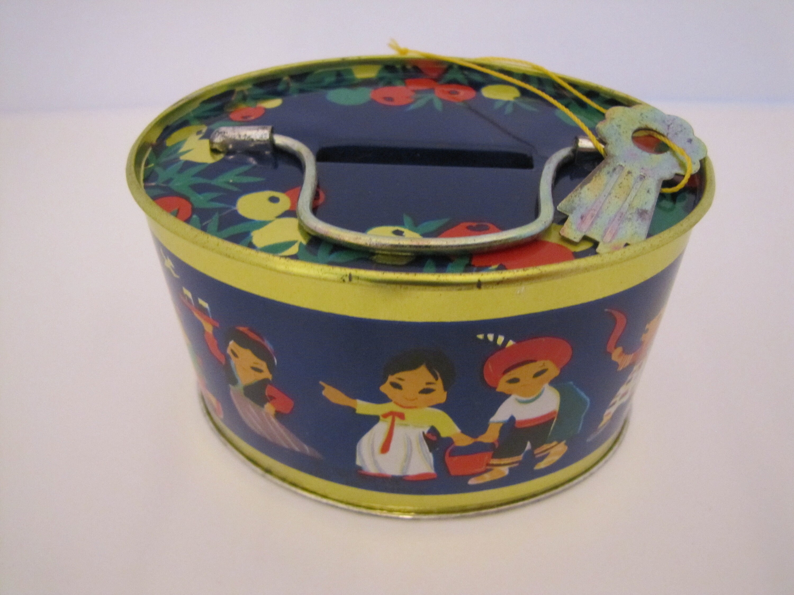 Vintage Tin Coin Bank With Key and Lock china MM707 - Etsy