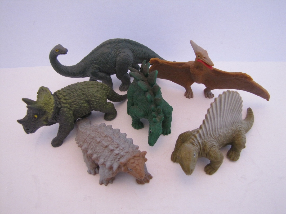 Vintage Lot of Six Small Rubber Bullyland Prehistoric Dinosuar Figures ...
