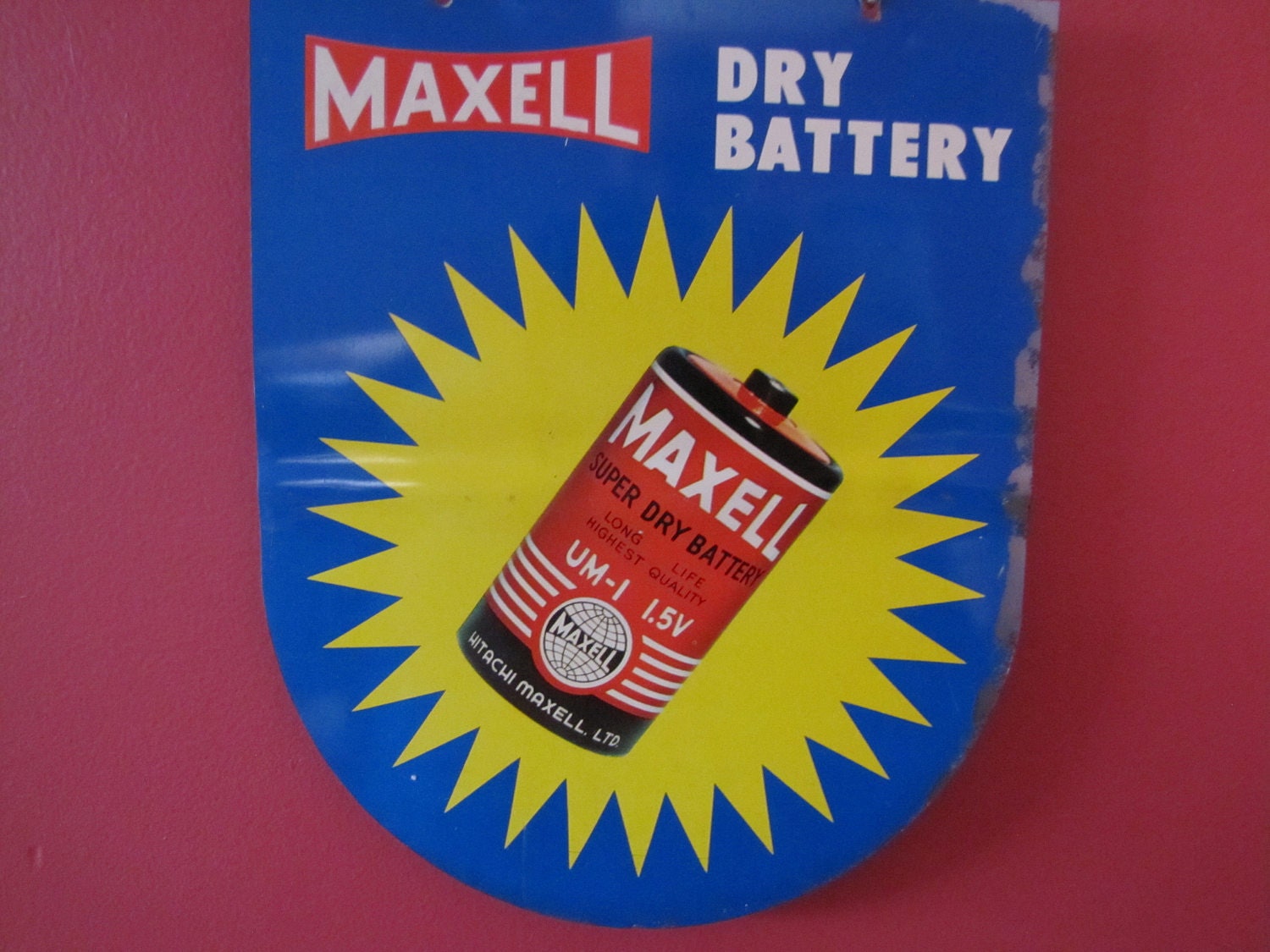 Vintage Maxell Dry Battery Tin Advertising Sign - Etsy