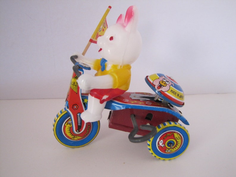 Vintage Wind up Rabbit Riding A Tin Bike japan 1970 - Etsy Canada