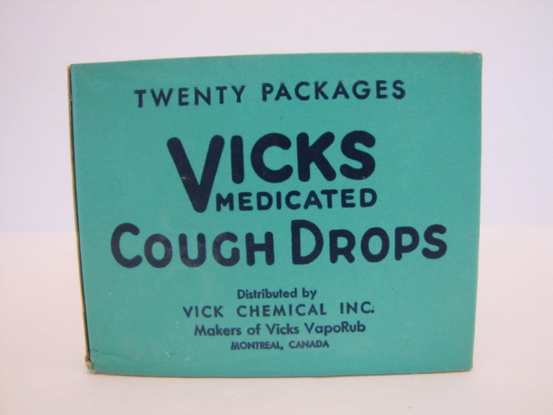 Vintage Counter Display Box With 20 Packages of Vicks Medicated Cough ...
