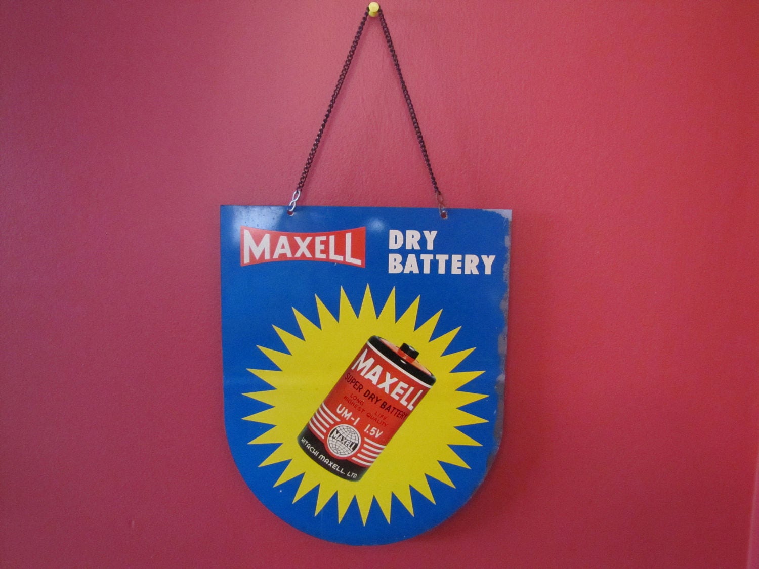Vintage Maxell Dry Battery Tin Advertising Sign - Etsy
