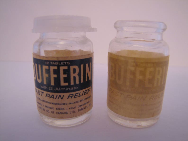Vintage 1970s Bufferin Glass Bottle - Etsy