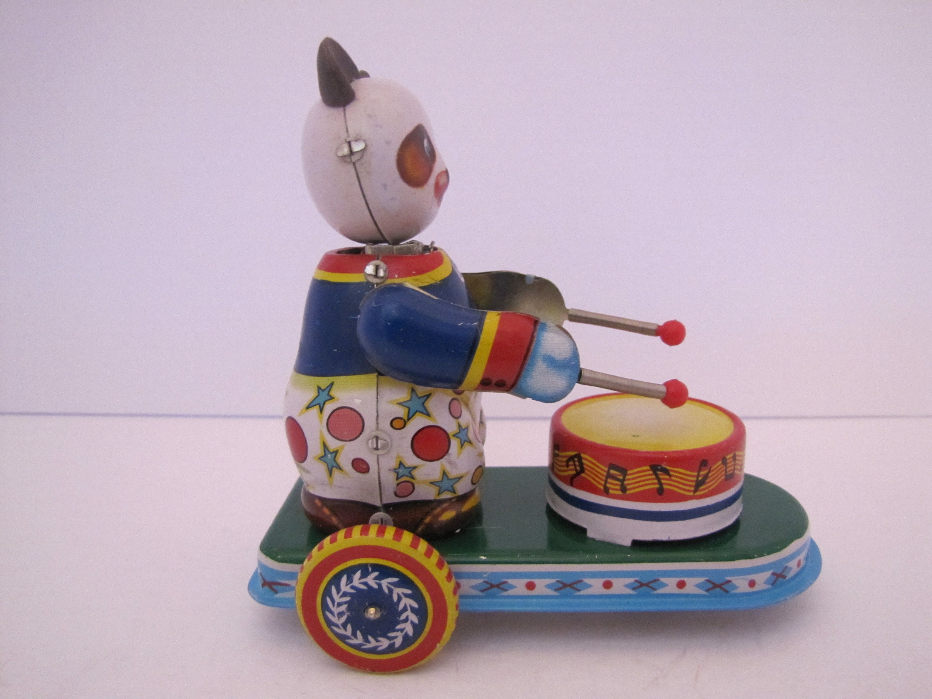Vintage Wind up Tin Toy Drumming Animal china MS 565 panda - Etsy