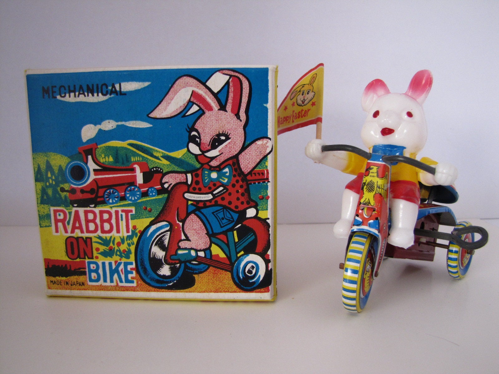 Vintage Wind up Rabbit Riding A Tin Bike japan 1970 - Etsy Canada