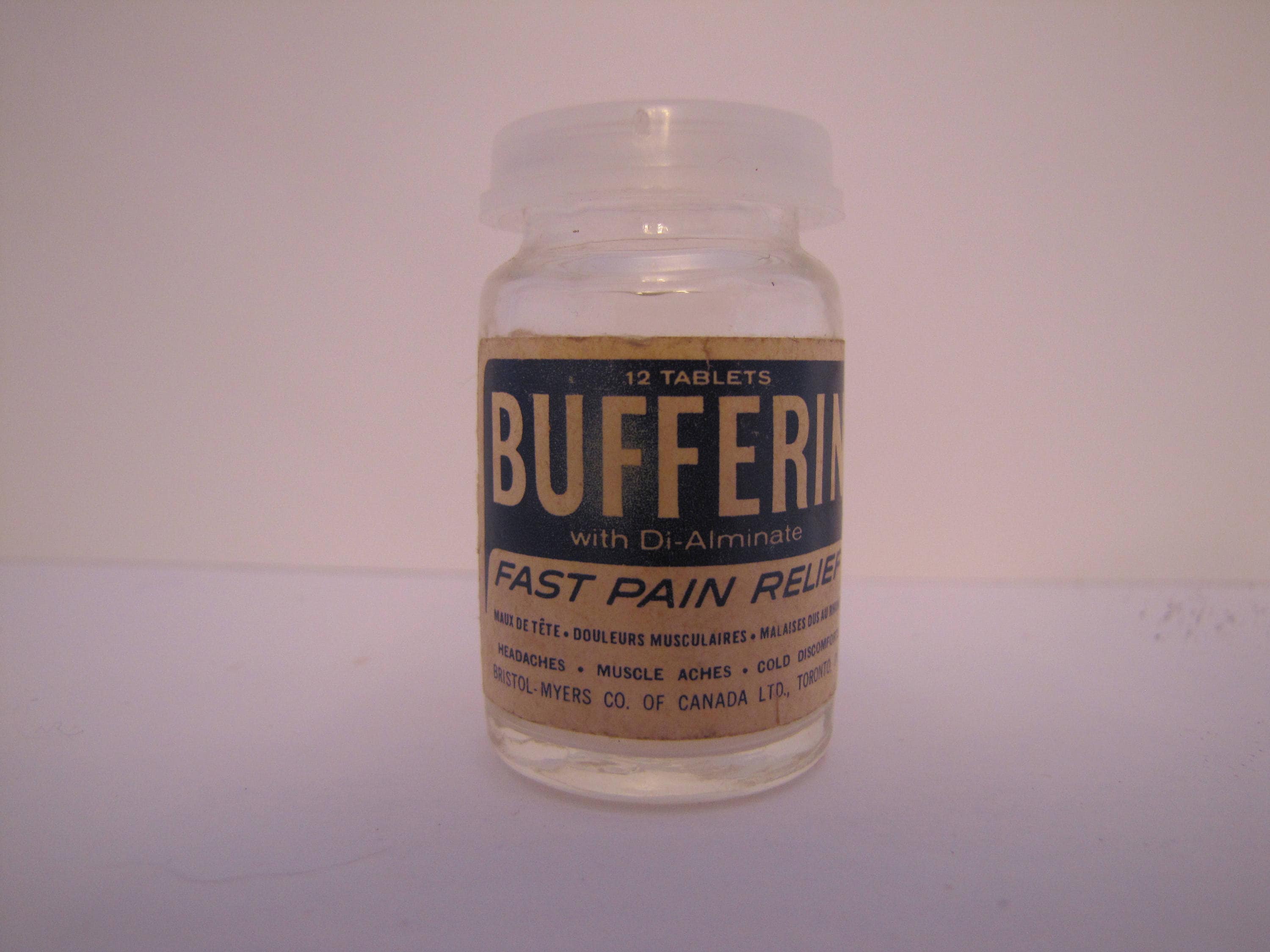 Vintage 1970s Bufferin Glass Bottle - Etsy