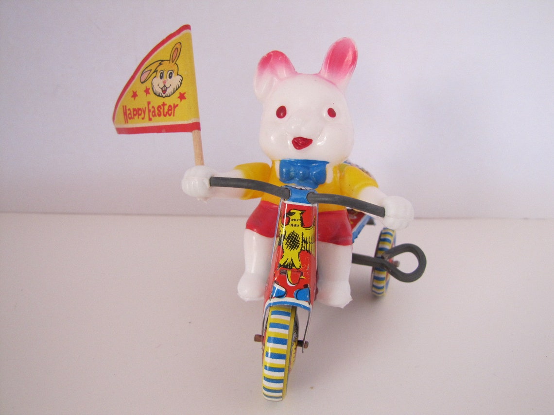 Vintage Wind up Rabbit Riding A Tin Bike japan 1970 - Etsy Canada