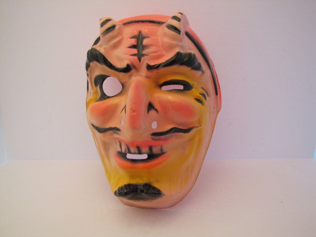 Vintage Plastic Halloween Devil Face Mask (hong Kong) 1970 - Etsy