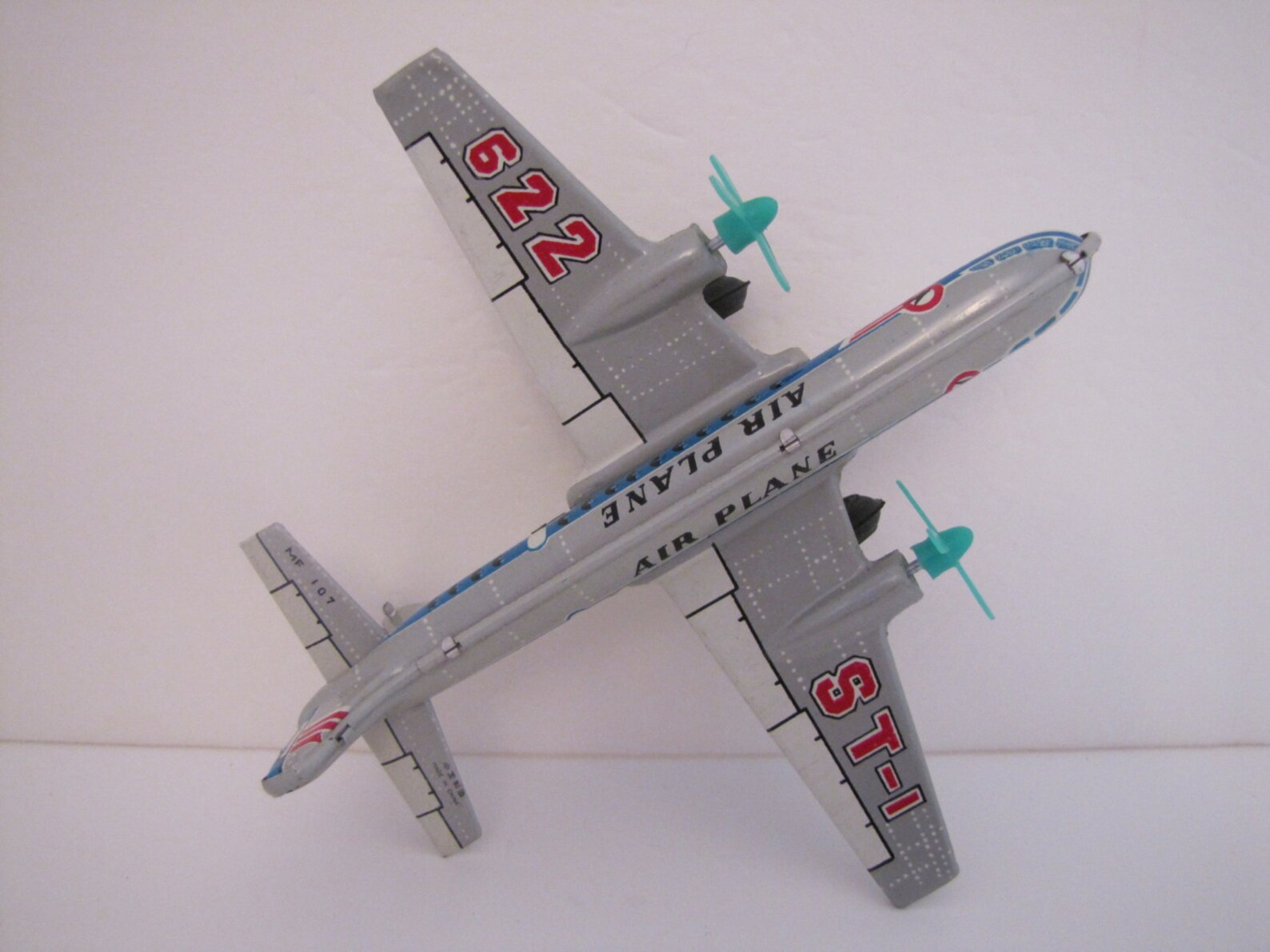Vintage Tin Toy Airplane china MF 107 - Etsy