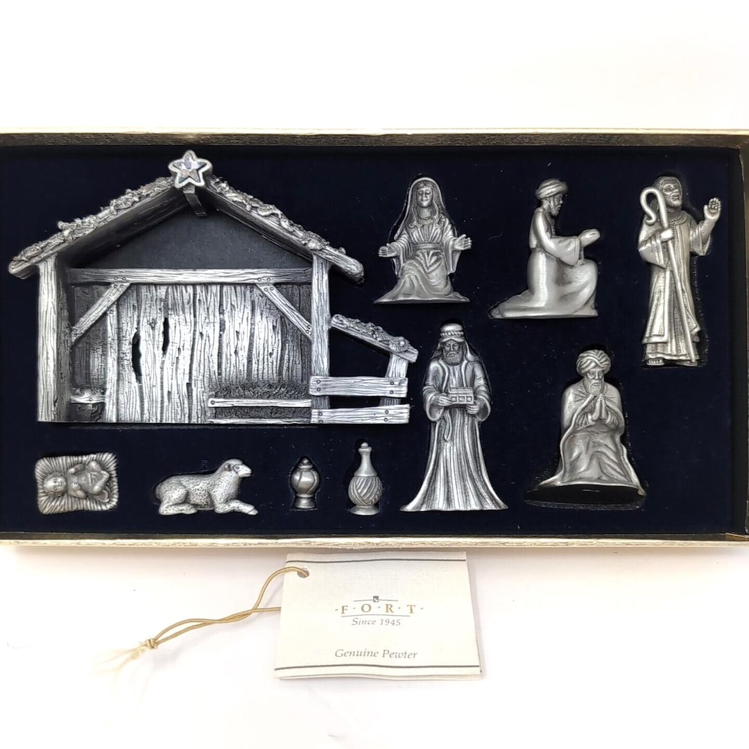 VTG 90s Fort USA Pewter Christmas Nativity Holy Family Starter Set ...